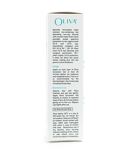 Oliva® Sunscreen Gel SPF 30, 60g For All Skin Types